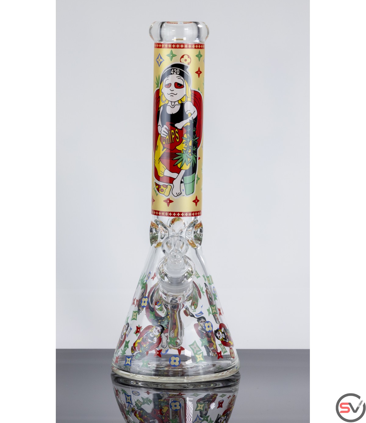 420 Girl Eating Chips Glass Beaker 14 Inch 14 Inch 420 Girl Bong ...