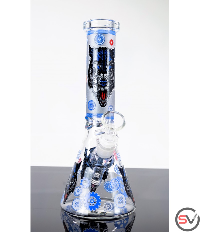 Geared Wolf Glass Beaker Water Pipe